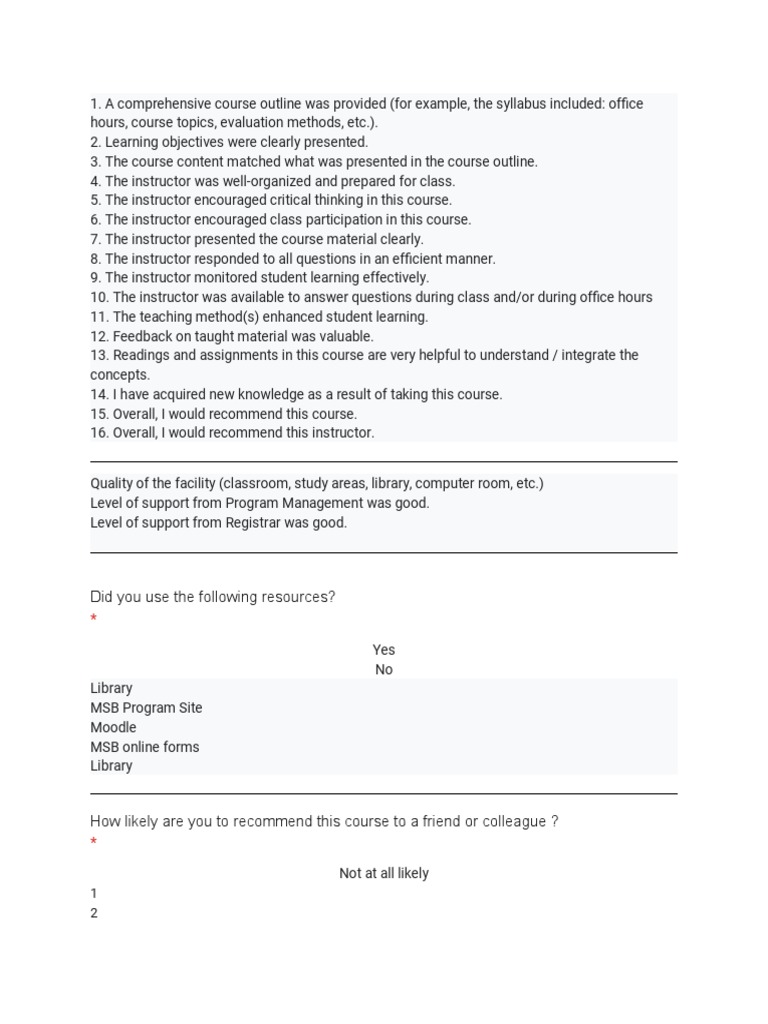 MSB Evaluation Form | PDF