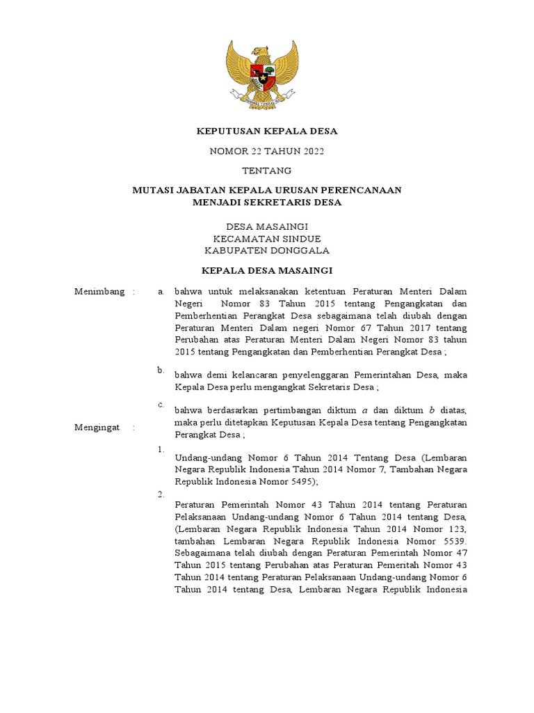 SK Perangkat Desa & Staff | PDF
