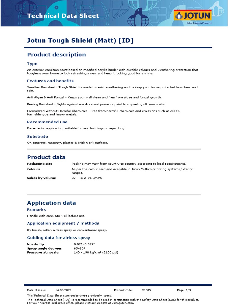 TDS 51005 Jotun Tough Shield (Matt) (ID) Euk ID | PDF | Paint ...