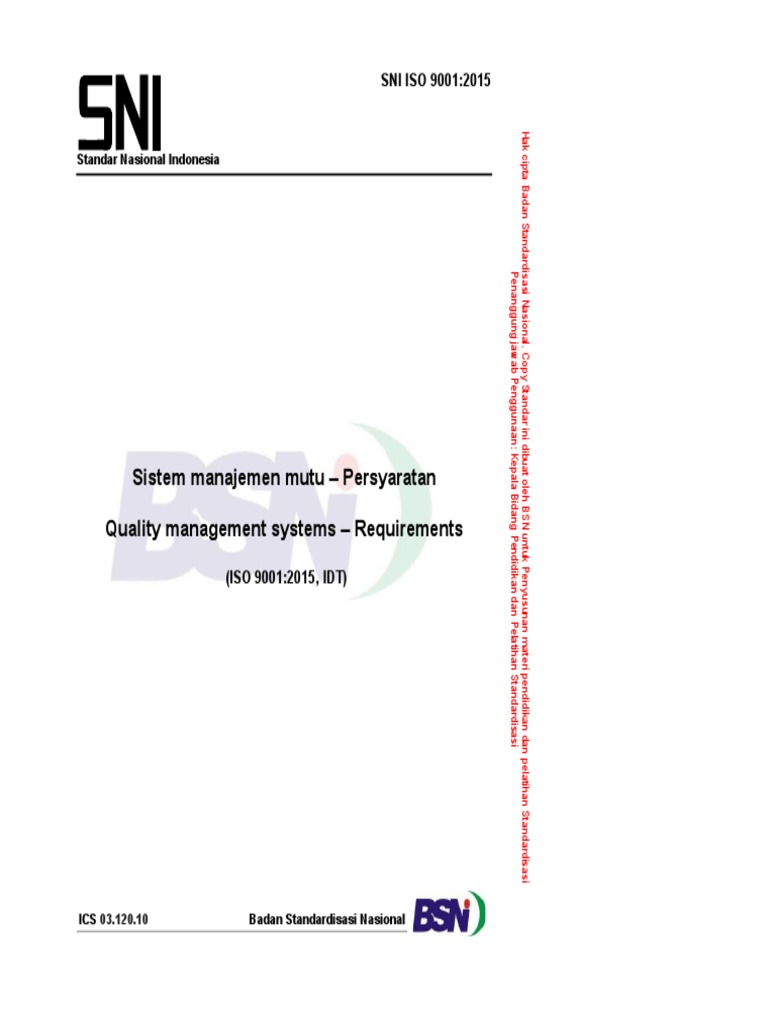 5, Standar - Nasional - Indonesia - SNI - ISO - 9001 | PDF