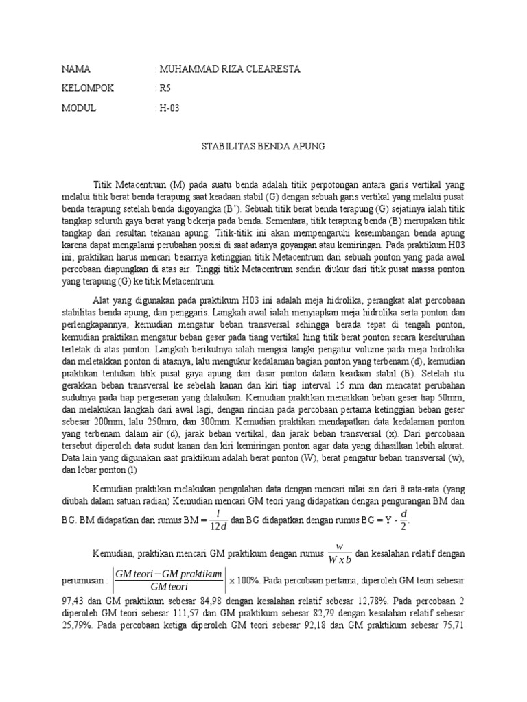 H03 - BA - Muhammad Riza C - 2106702560 | PDF