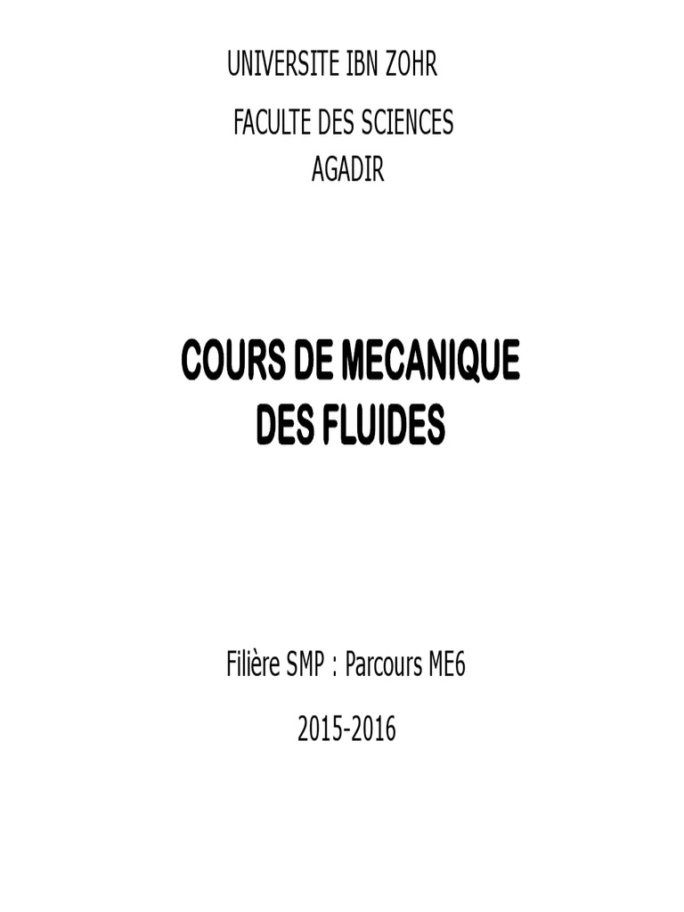 Introduction à la Mécanique des Fluides | PDF | Pression | Physique ...