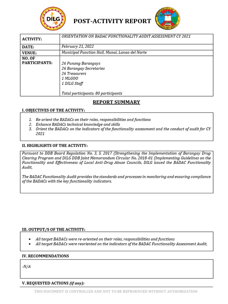 BADAC Functionality Audit Report 2021 | PDF | Audit | Business