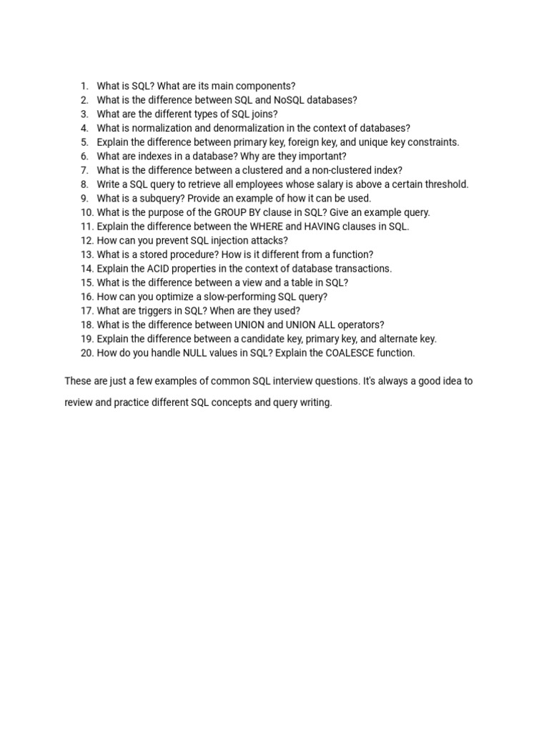 SQL Qns | PDF | Career & Growth | Computers