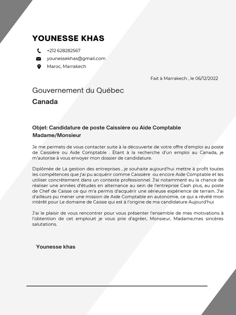 Lettre De Motivation Tudier Au Canada Destination Universités Québec