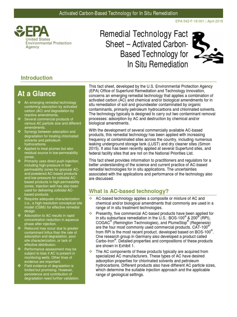 Remedial Technology Fact Sheet - Activated Carbon-: Based Technology ...
