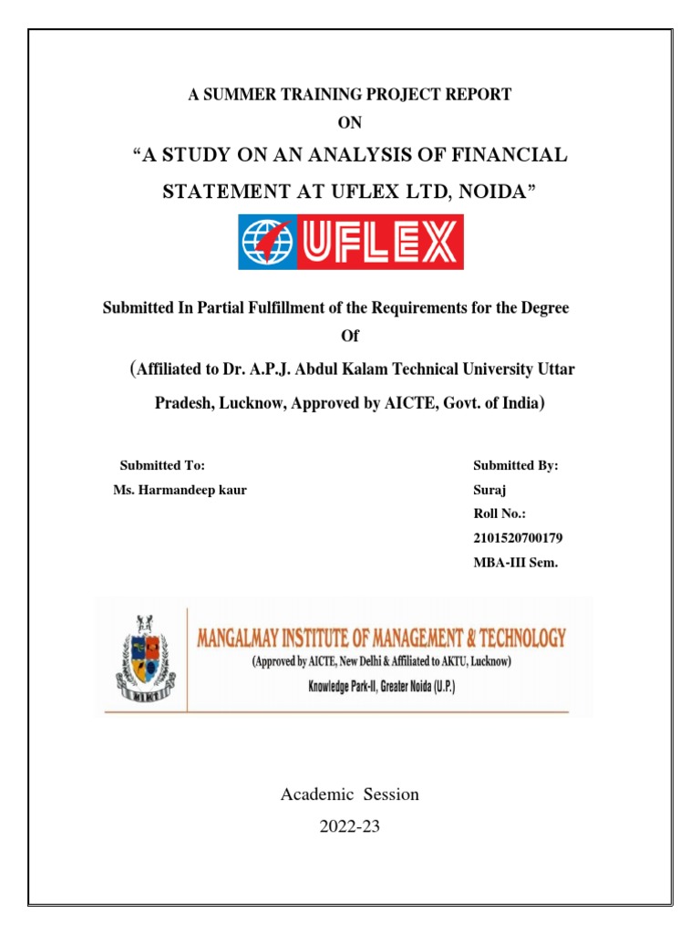 A Summer Intership Report of Suraj | PDF | Balance Sheet | Income Statement