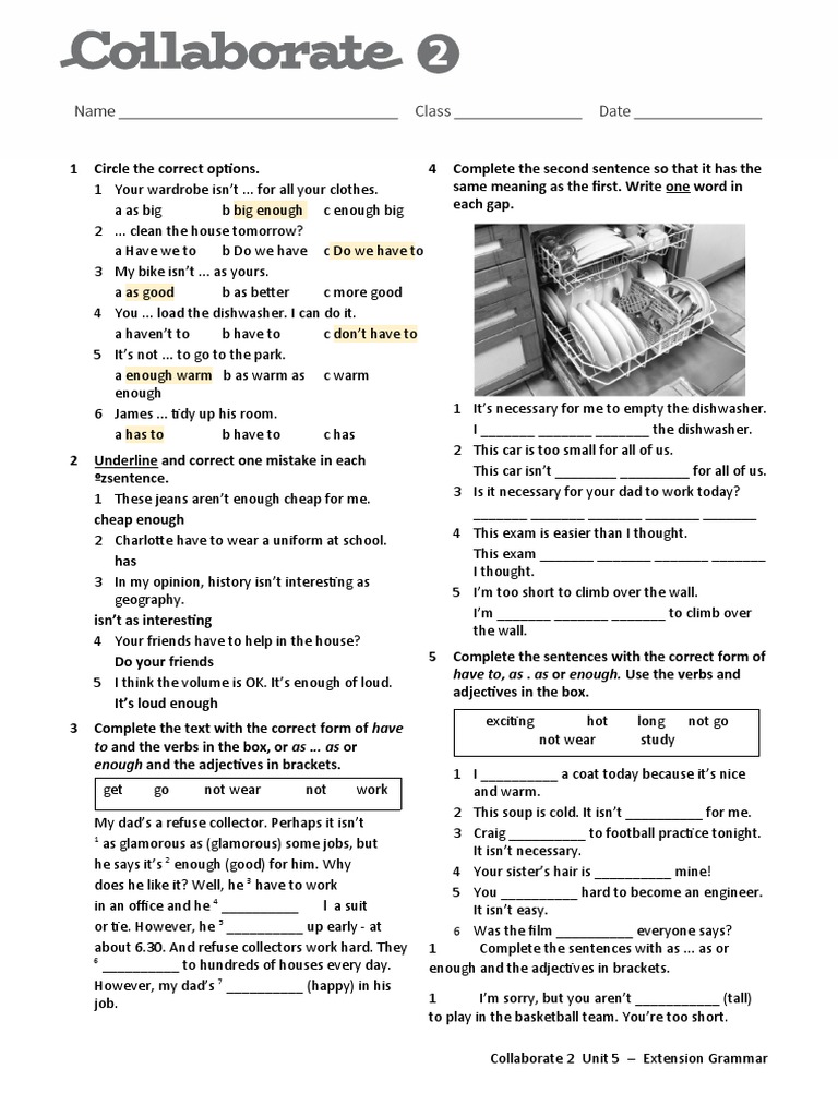 Unit 5 Grammar Activities | PDF | Syntax | Grammar
