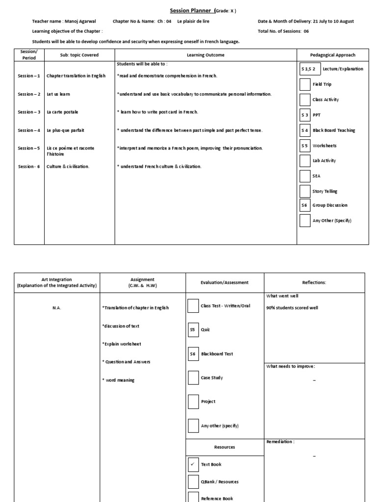Session Planner 2022 X CH 4 | PDF | Reading Comprehension | Human Communication