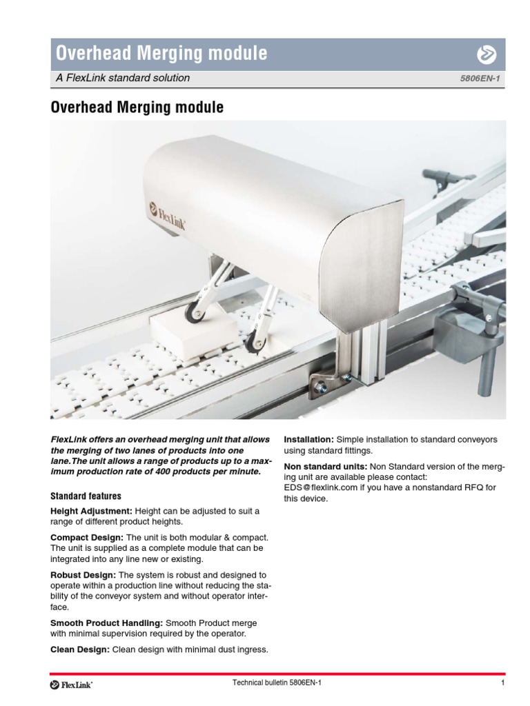 TB5806EN - 1 - Overhead Merge Unit | PDF | Manufactured Goods | Equipment