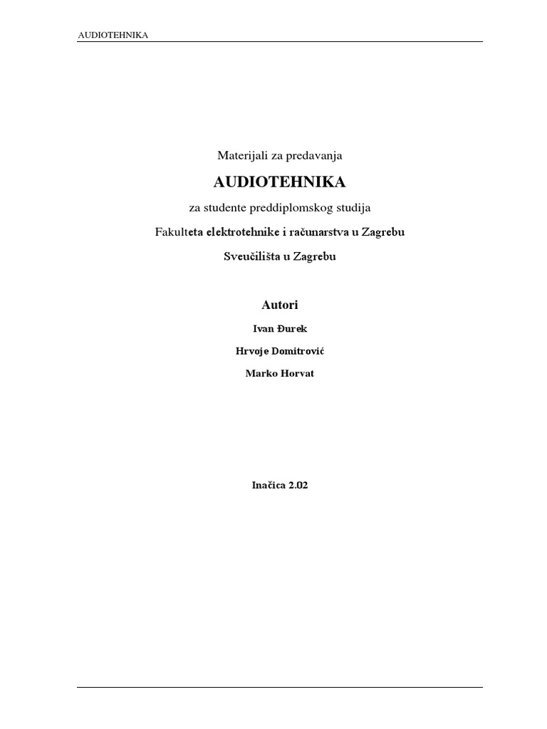 Audiotehnika - Materijali Za Predavanja 2 02 | PDF