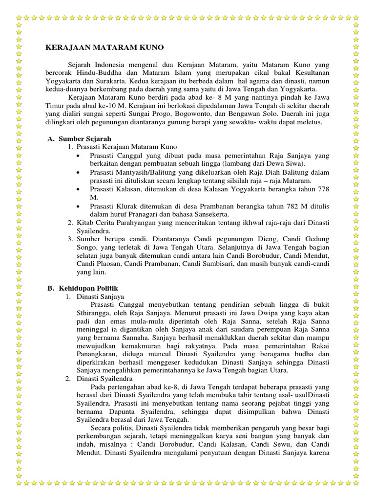 BAHAN AJAR Kerajaan Mataram Kuno | PDF