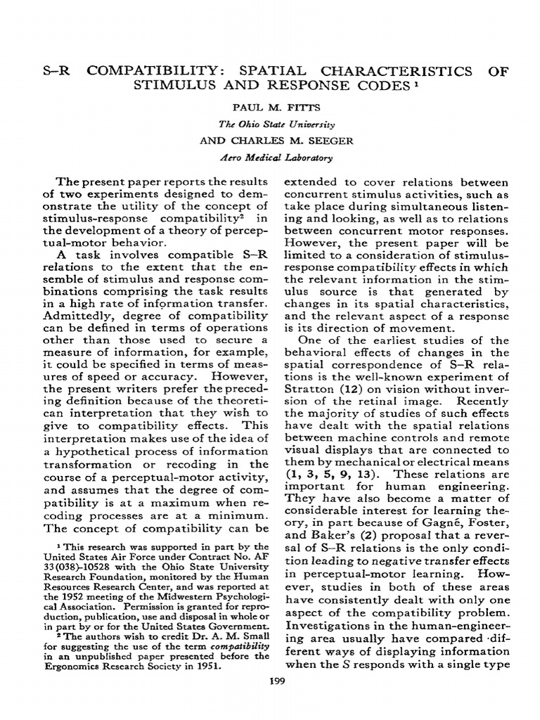 Fitts & Seeger 1953 | PDF | Mental Chronometry | Information