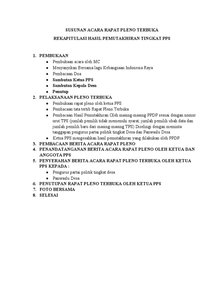 Susunan Acara Pleno | PDF