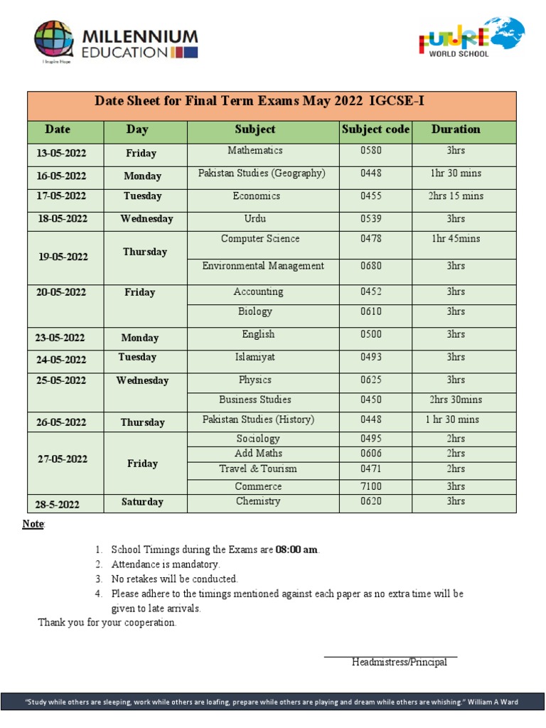 IGCSE I - Date Sheet & Syllabus Final Exams May 2022 | PDF | Chemical ...