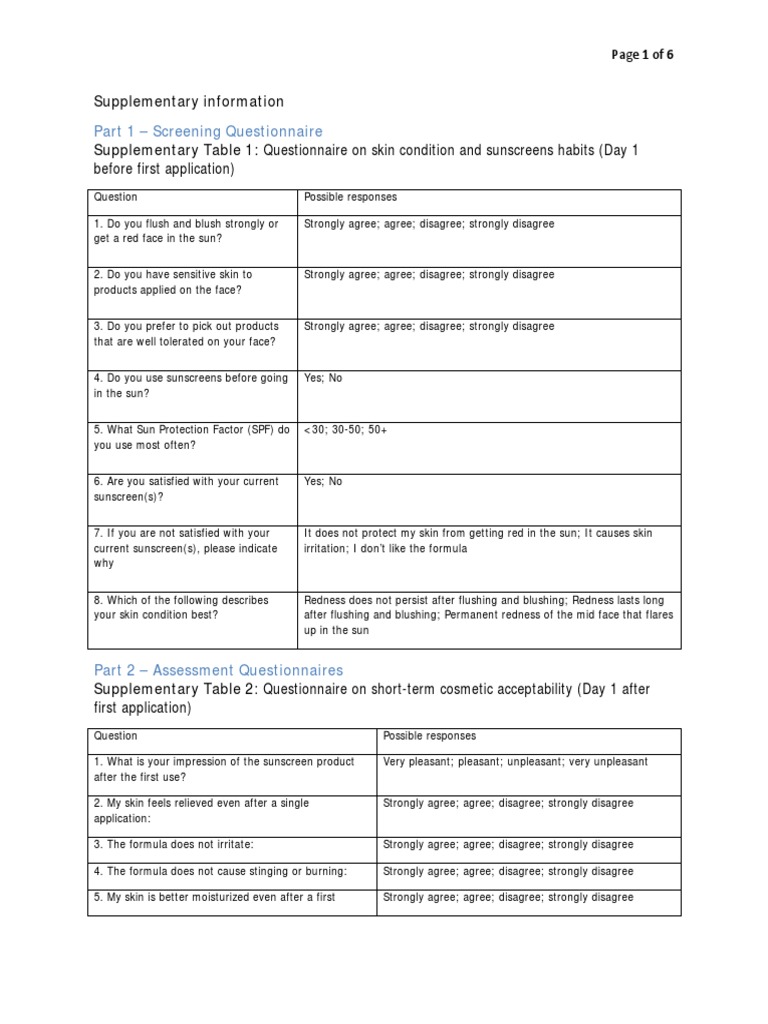 Sunscreen Project Questionnaire | PDF | Sunscreen | Health Sciences