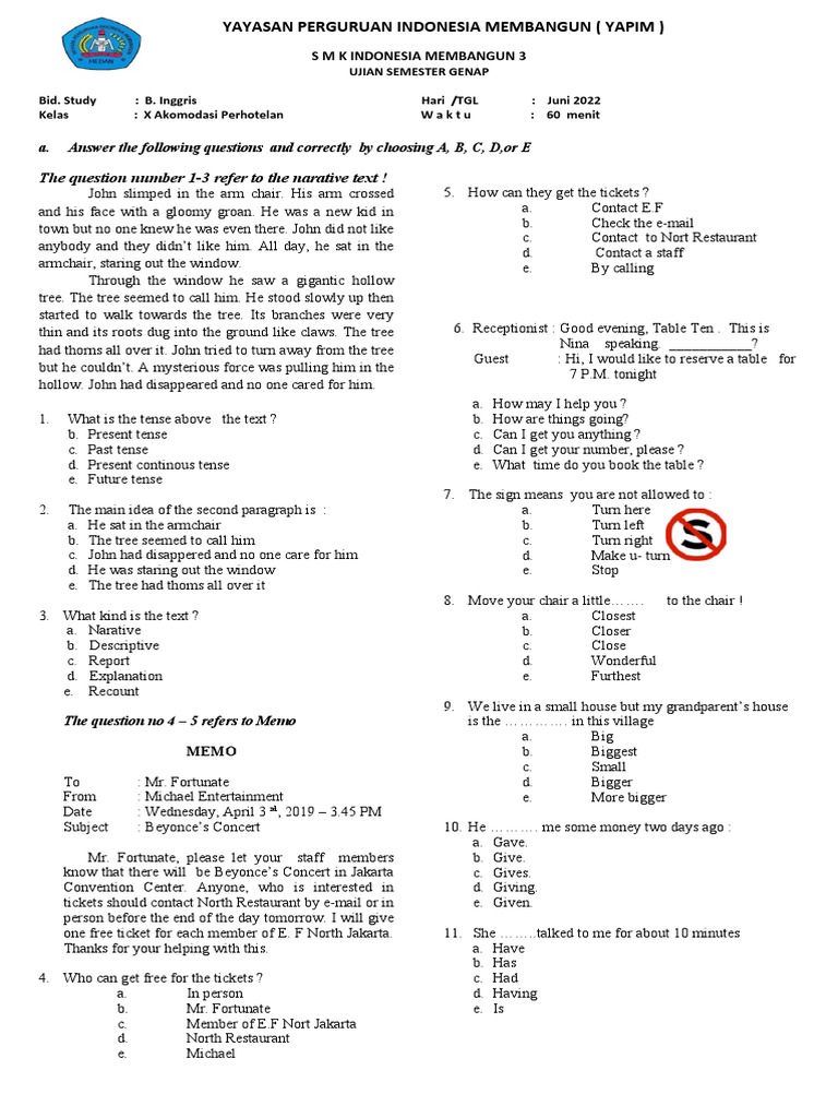Soal B.ingg, Kls X, Xi, Sem Genap, 2021 | PDF | Formaldehyde | Galileo Galilei