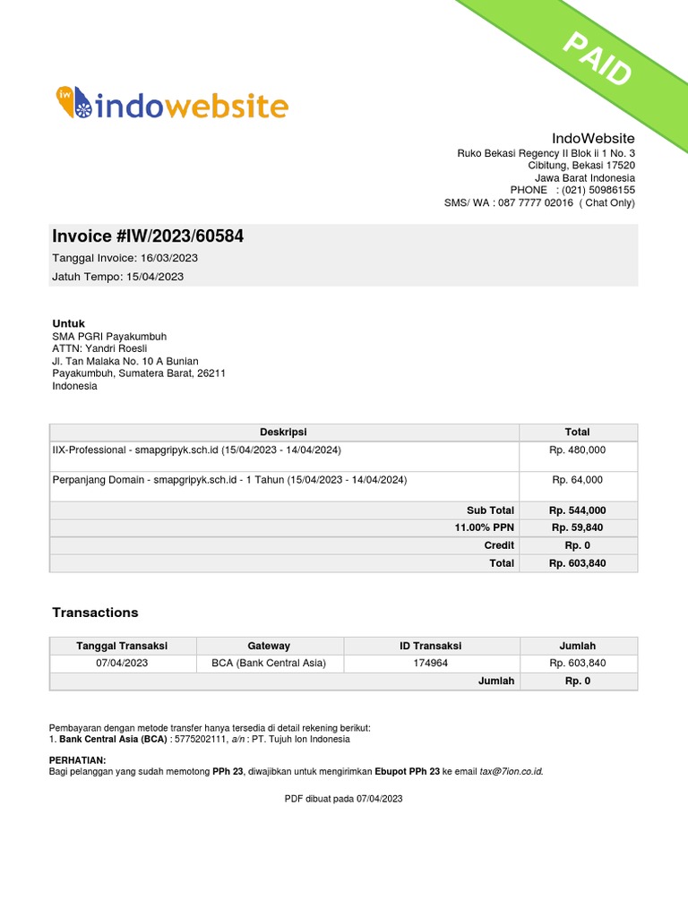 Invoice IW 2023 60584 | PDF