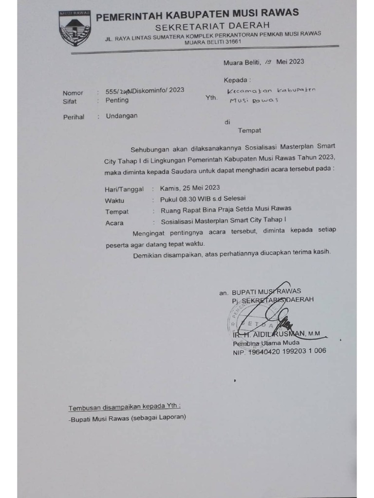 Undangan Sosialisasi Masterplan Smart City (Kecamatan) | PDF