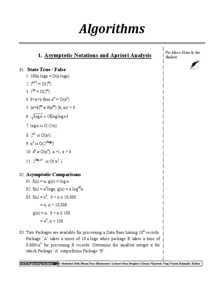 Algo Handout | PDF | Time Complexity | Algorithms Algo Handout | PDF | Time Complexity | Algorithms