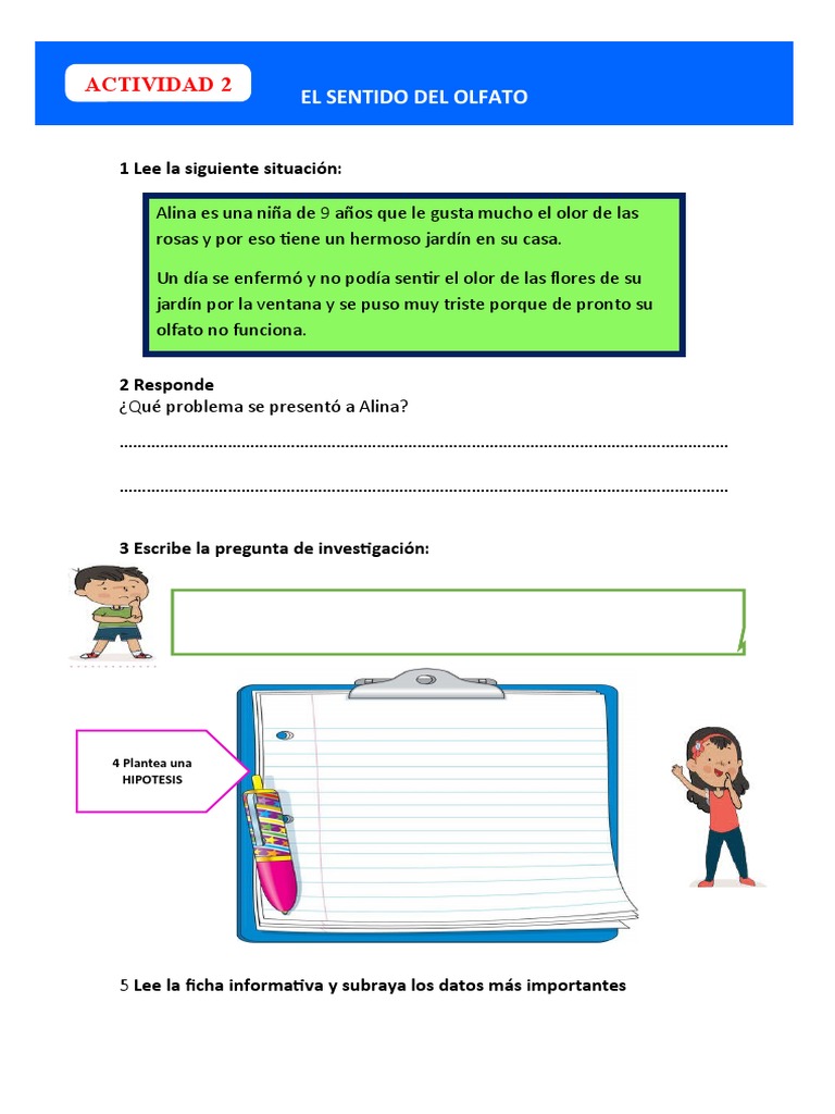 Ficha del Sentido del Olfato para Niños | PDF