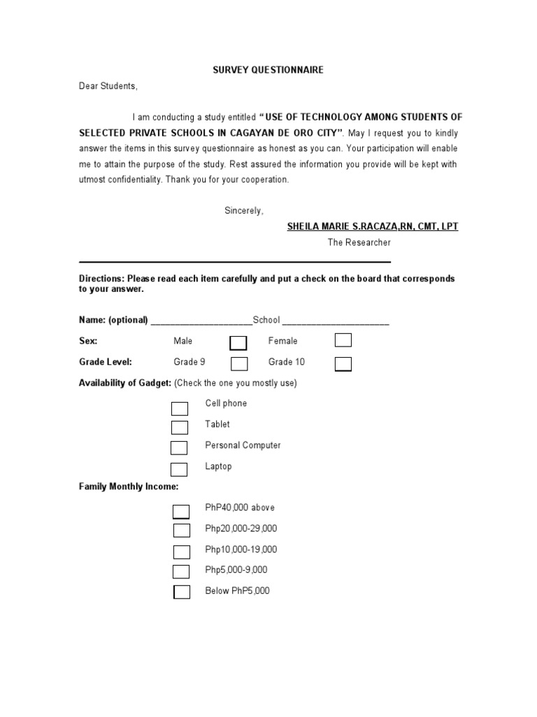 Questionnaire 4th Revision | PDF | Internet | World Wide Web