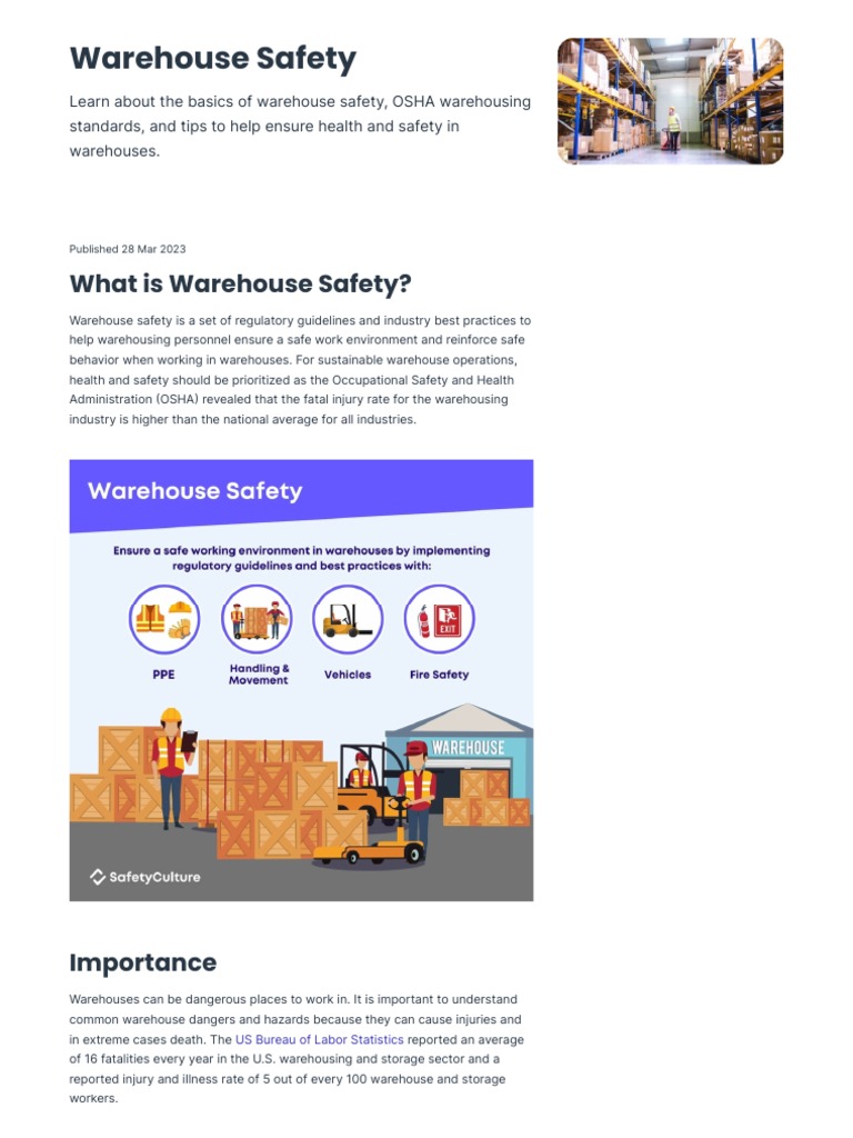 Warehouse Safety Tips, Rules, Best Practices SafetyCulture | PDF ...