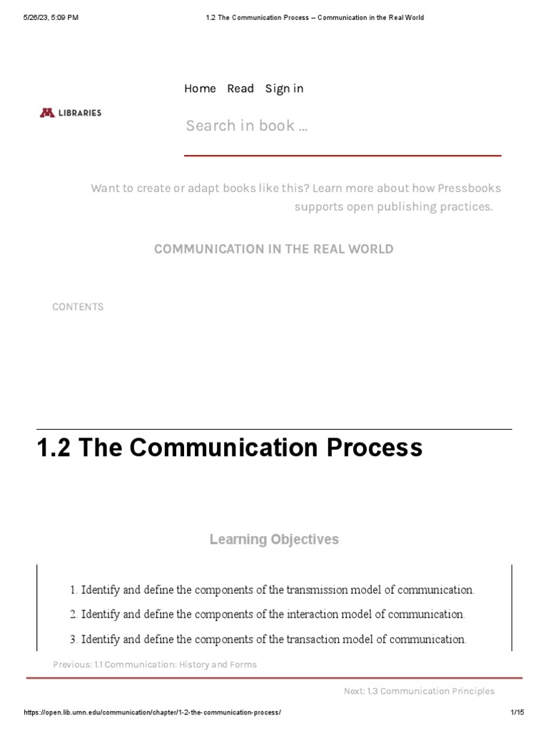 1.2 the Communication Process – Communication in the Real World | PDF | Communication ...