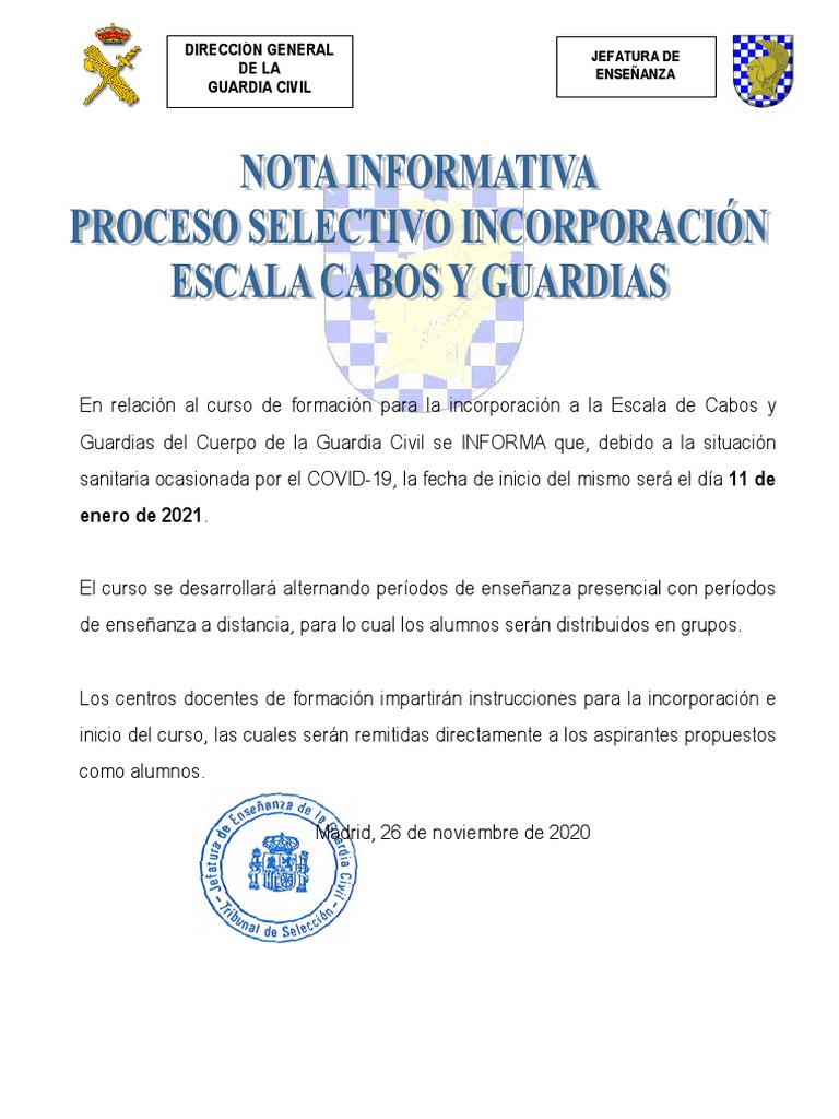 Nota Informativa Jef. de Enseñanza - Inicio Curso Baeza - 26-11-2020 | PDF