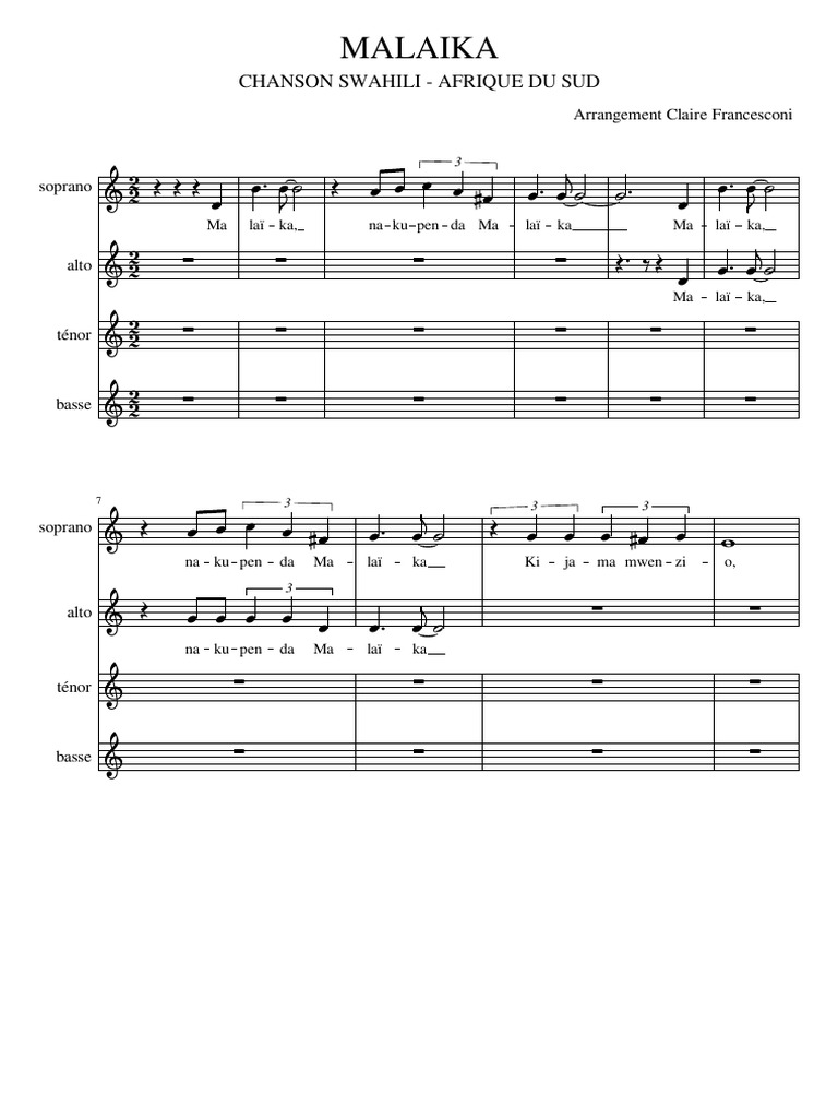 Partition Malaika (Compo) | PDF | Music Theory | Human Throat