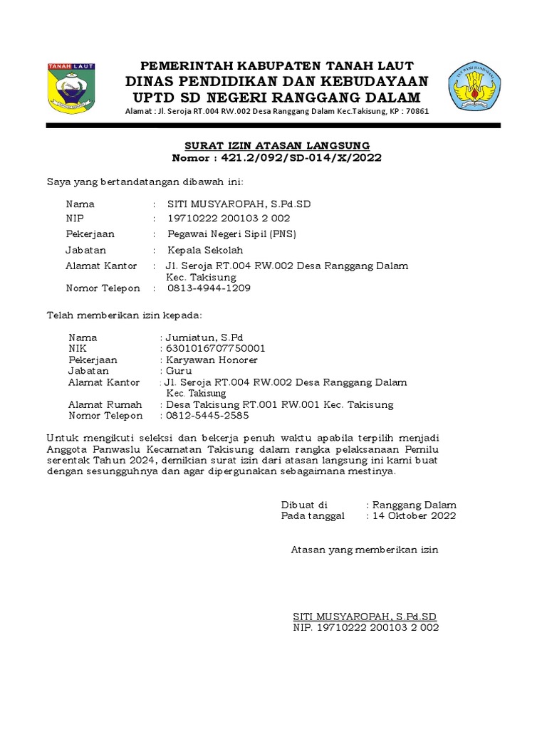 Surat Izin Atasan | PDF