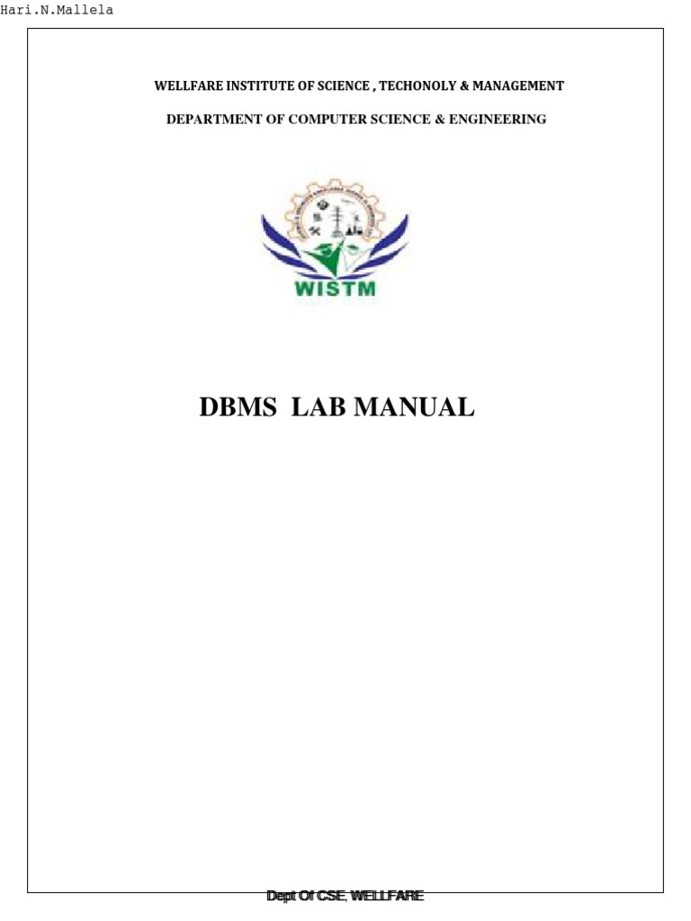 Dbms Lab Manual Ii Cse Ii Sem Ok Pdf Computing Software Design