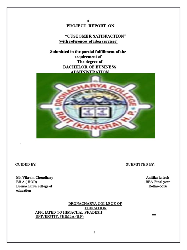 Bba Final Year Project | PDF | Customer Satisfaction | Survey Methodology