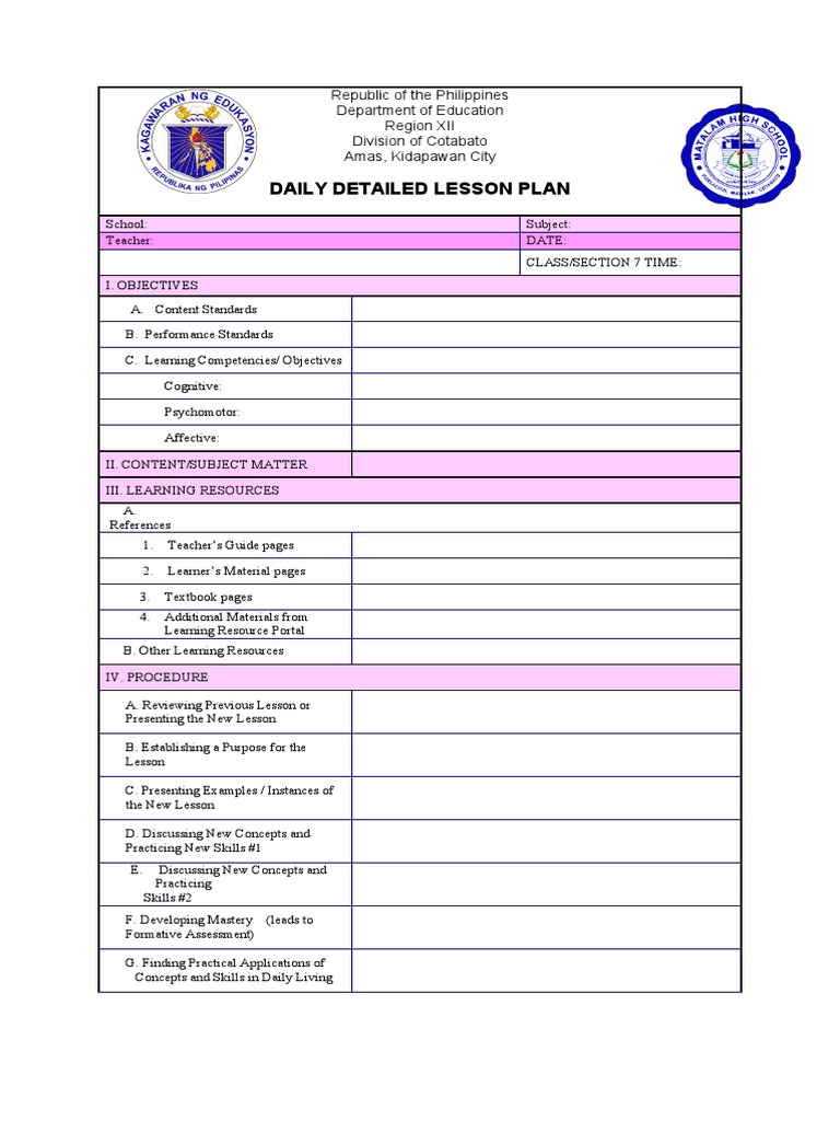 DLP Template | PDF | Learning | Lesson Plan