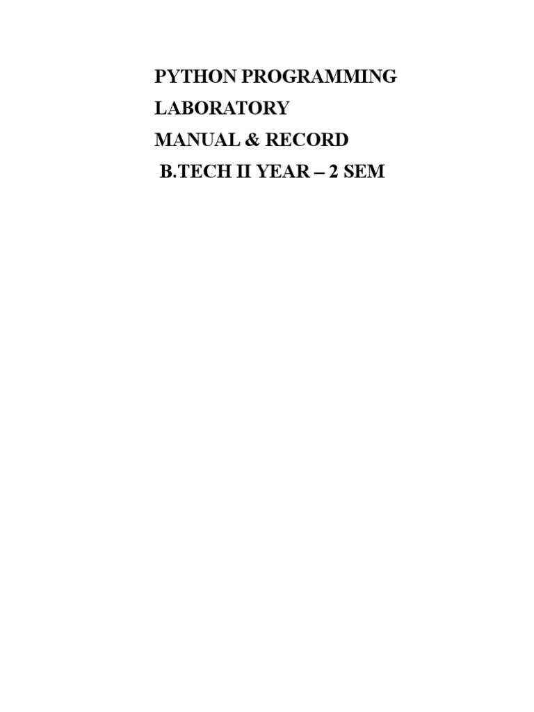 Python Programming Lab Manual Pdf Anonymous Function Matrix Mathematics 