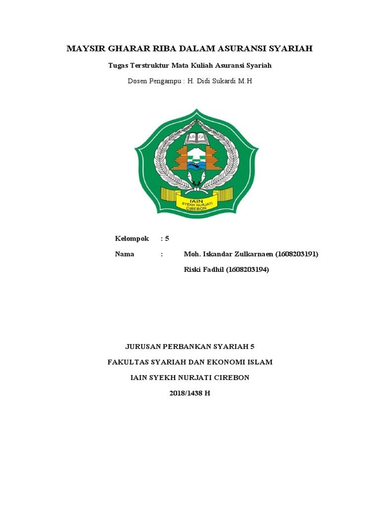 Maysir, Gharar, Riba Dalam Asuransi Syariah | PDF