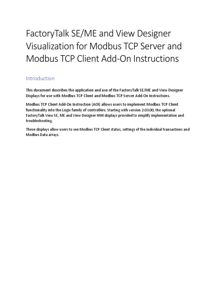 Modbus TCP Visualization v 2.03.00 | PDF | Transmission Control ...