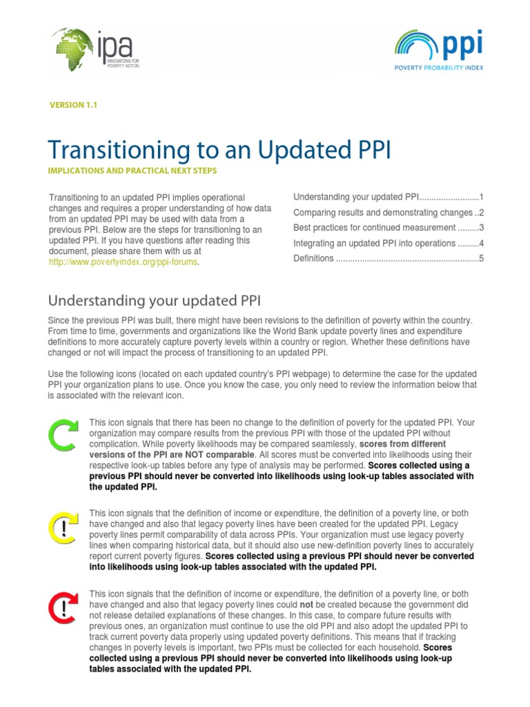 Guide To Transitioning To An Updated PPI | PDF | Poverty Threshold ...