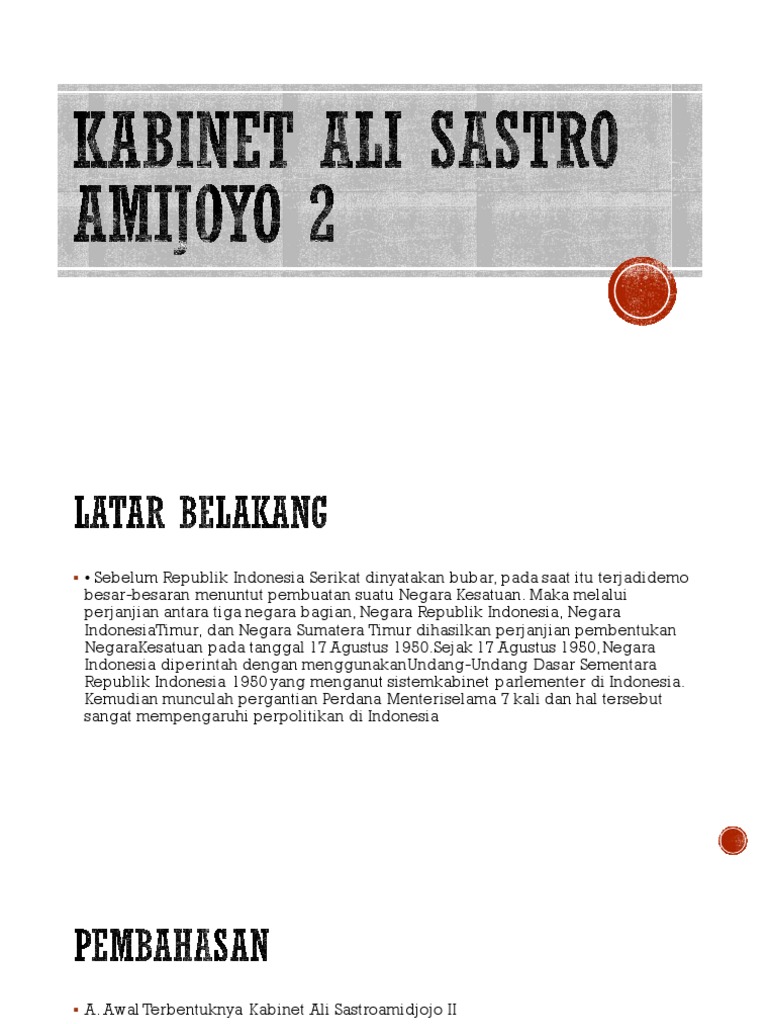 Kabinet Ali Sastro Amijoyo 2 | PDF