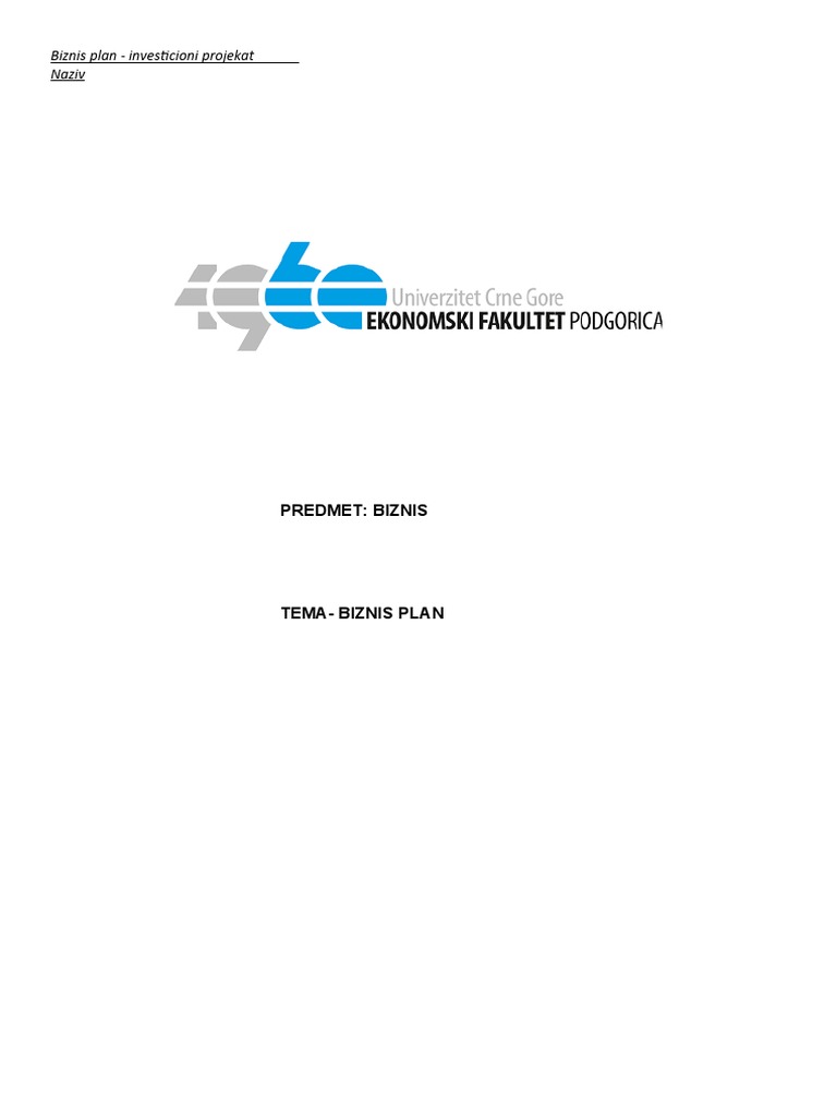 Biznis Plan Bogdan Vučeljić | PDF