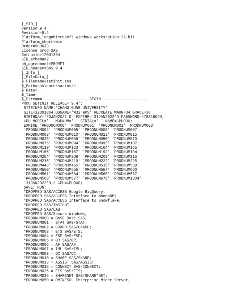 SAS 9.4 License and Components Overview | PDF | Sas (Software ...