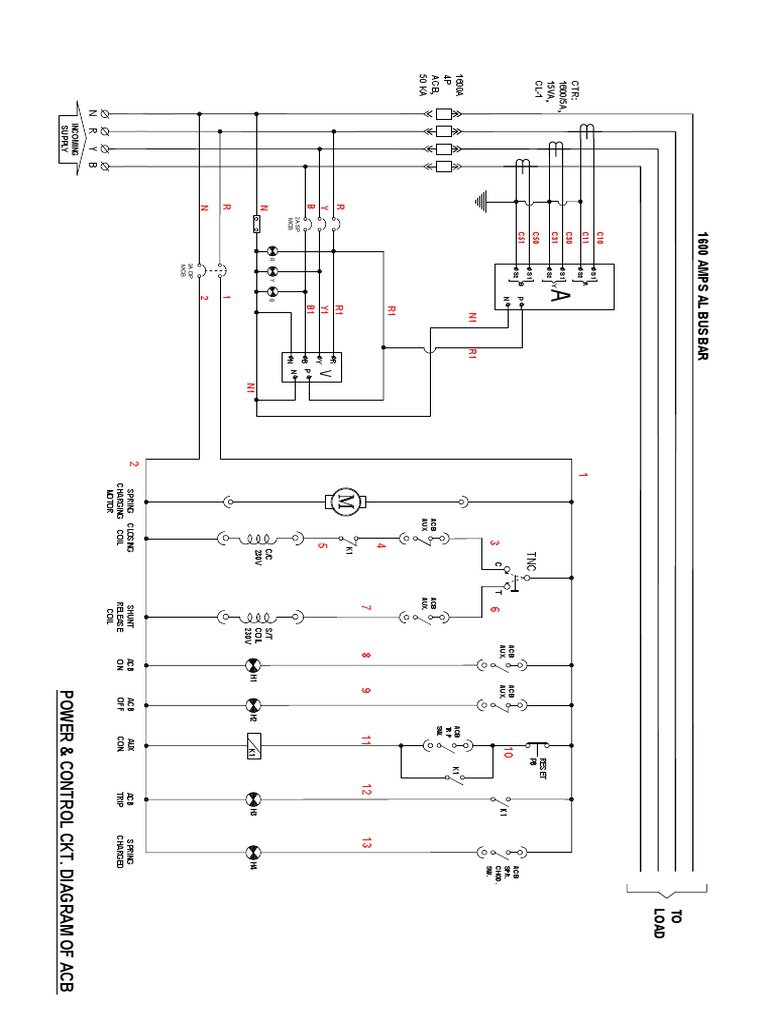 ACB Control Wiring Diagram 1600A | PDF