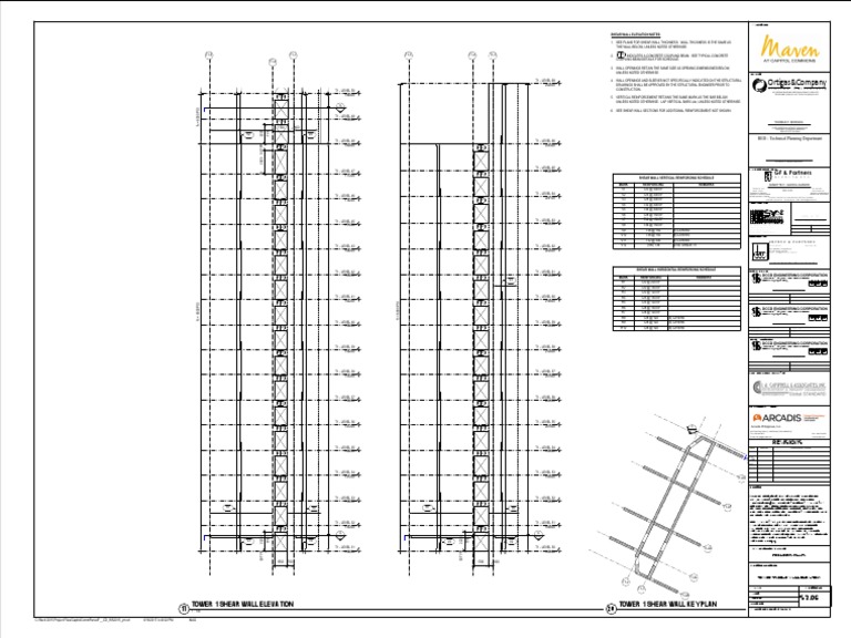 S3-06 - Tower 1 Shear Wall Elevation | PDF | Structural Engineering | Building Engineering