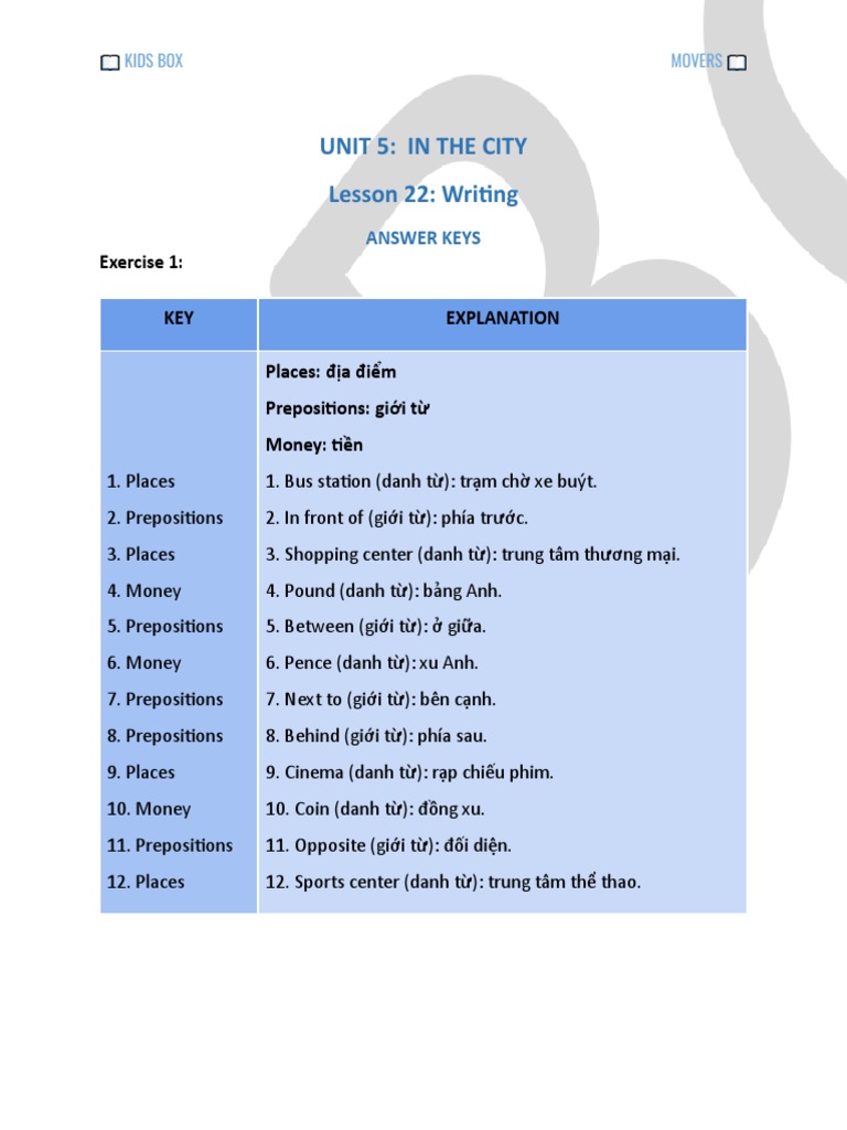 Unit 5 - Lesson 22 - Answer Keys | PDF