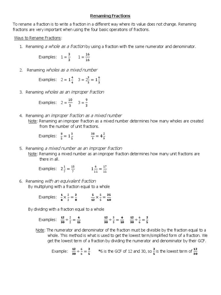 Renaming Fractions | PDF | Encodings | Notation