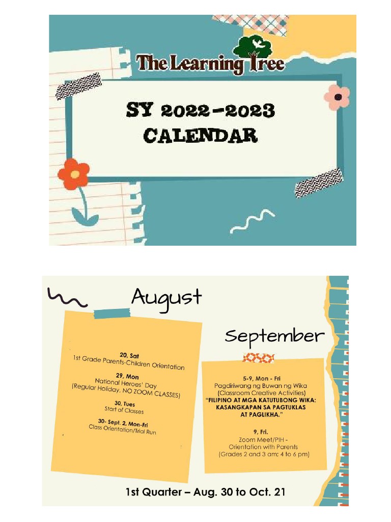 School Calendar SY 2022 2023.docx - 1 | PDF