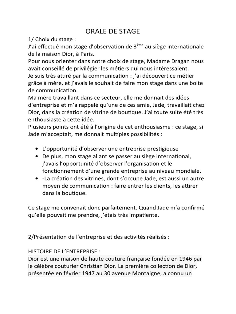 Orale de Stage | PDF | Mode