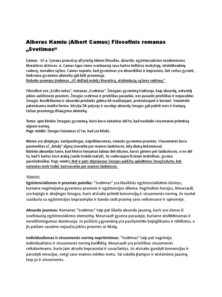 Camus Svetimas | PDF