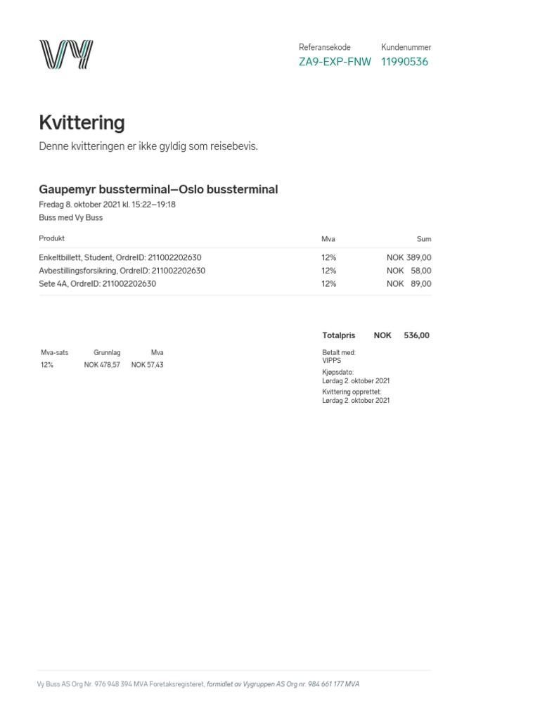 Kvittering | PDF
