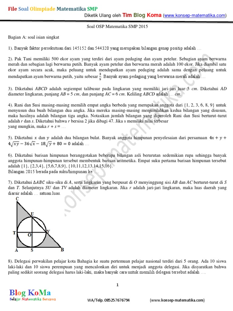 2015 Soal Osp Matik SMP | PDF